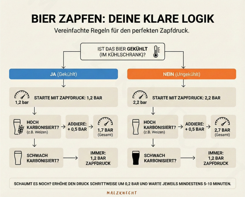 Bier zapfen ohne Schaum: Anleitung & Druck richtig berechnen